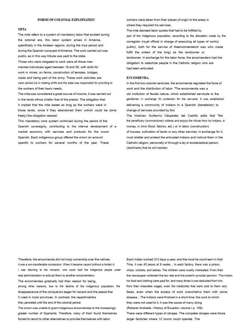 Forms of Colonial Exploitation | PDF