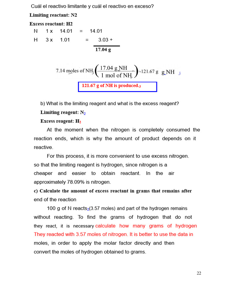 Limiting and Excess Reactants Explained | PDF | Stoichiometry | Unit ...
