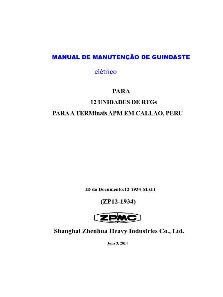 Manual de Manutenção de Guindastes RTG | PDF | Ar condicionado ...