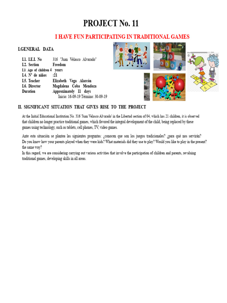 Traditional Games Project 2019 | PDF | Emotions | Nonverbal Communication
