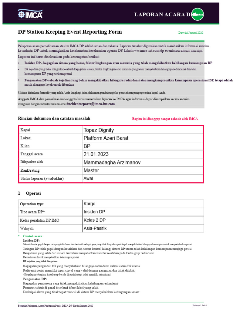IMCA - DignityDownload-5353 (Formulir Pelaporan Acara IMCA DP) | PDF