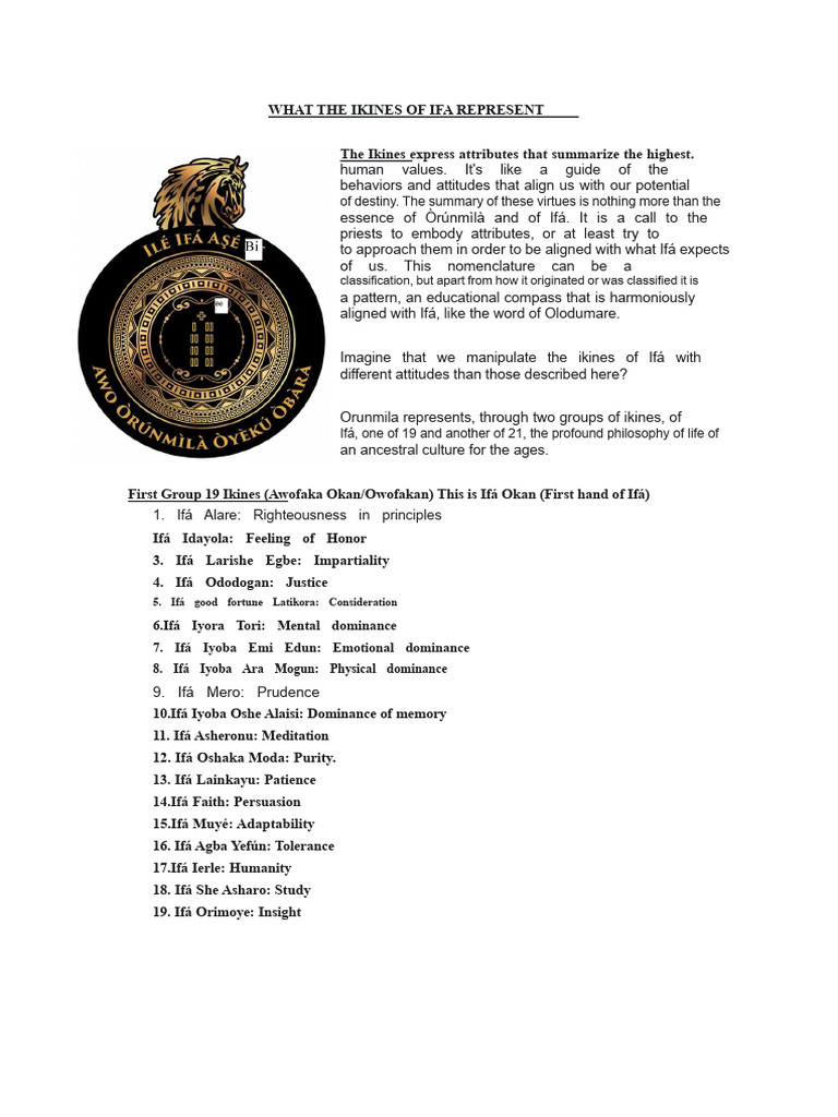 WHAT THE IKINES OF IFA REPRESENT | PDF | Righteousness | Spirituality