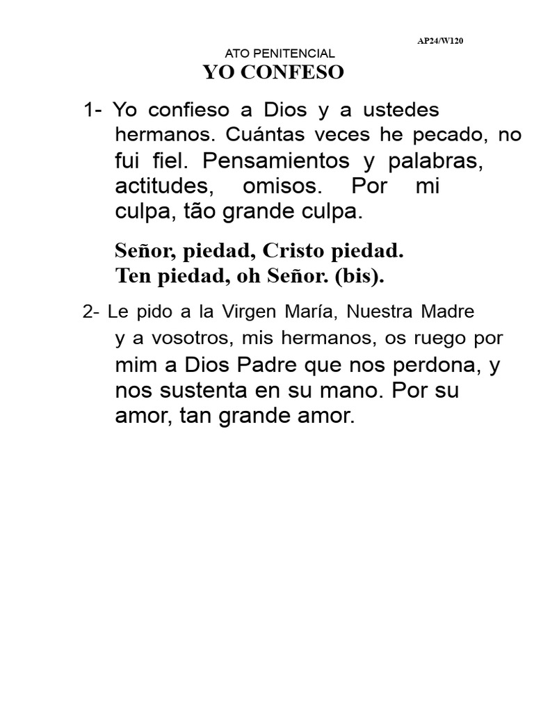 Yo Confieso A Dios y A Ustedes, Hermanos | PDF