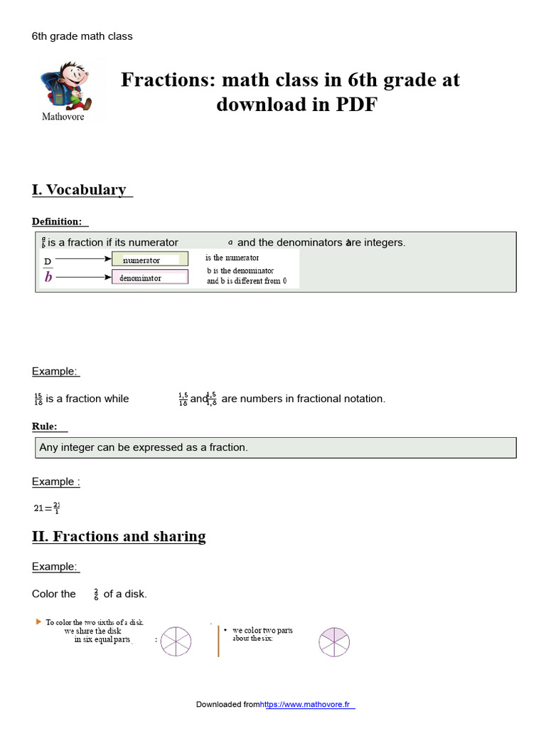 6th Grade Math: Understanding Fractions | PDF | Integer | Mathematical ...
