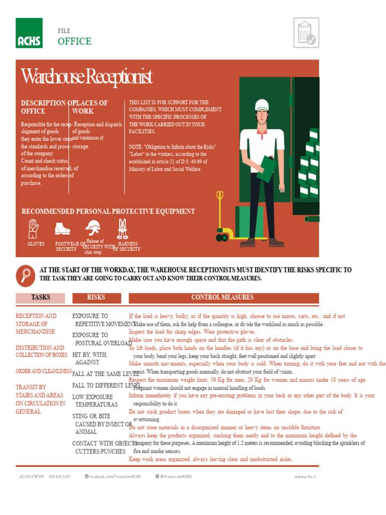 Warehouse Receptionist Safety Guide | PDF | Personal Protective ...