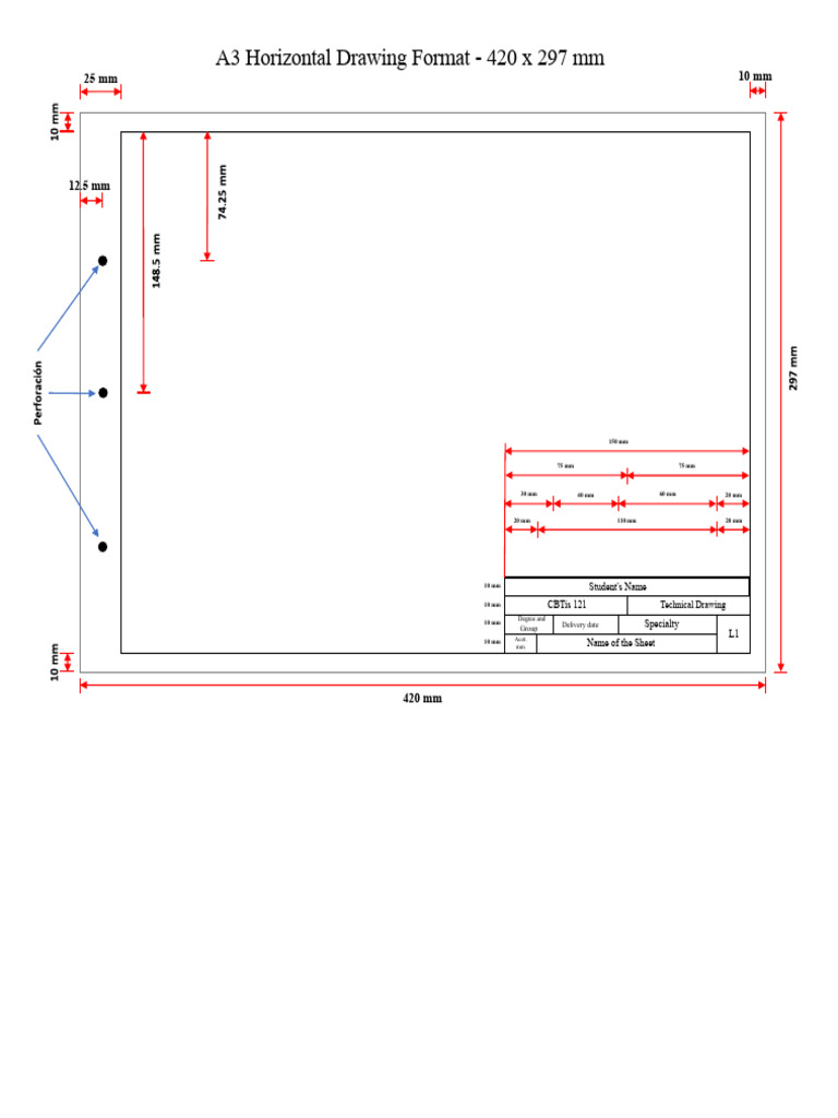 A3 Horizontal Format - Margins and Box | PDF