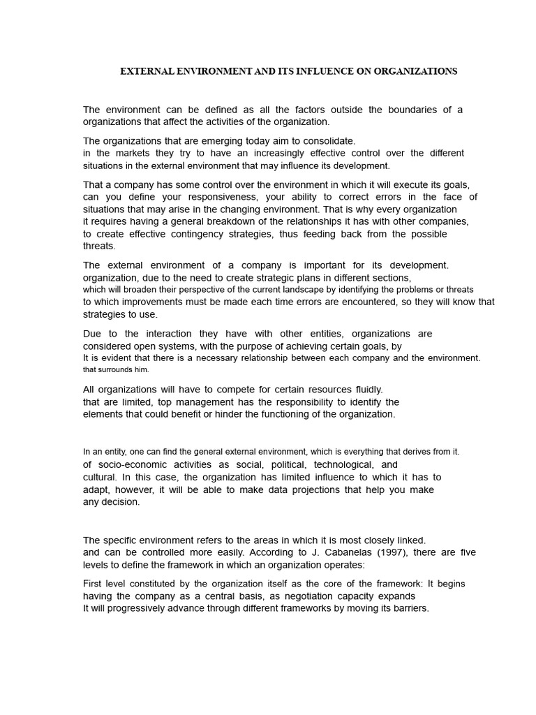 Impact of External Environment on Organizations | PDF | Uncertainty ...