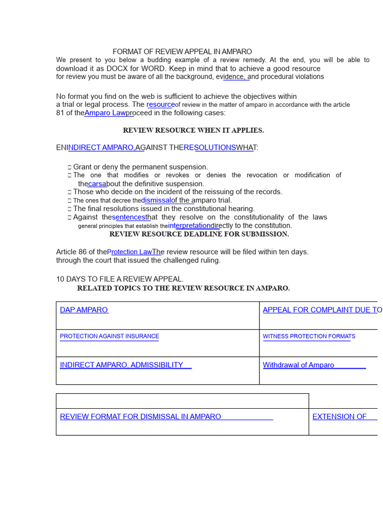 Amparo Review Appeal Format Guide | PDF | Constitution | Judiciaries