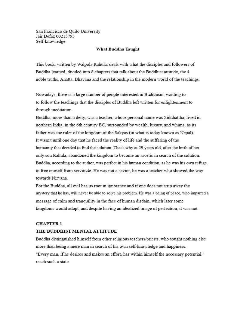 What The Buddha Taught: Summary | PDF | Four Noble Truths | Nirvana