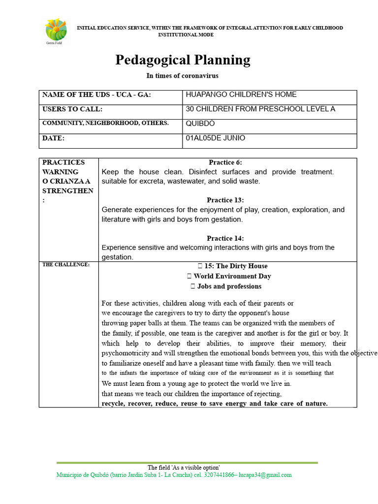 Pedagogical Planning 4444444444444444444444444444 | PDF | Caregiver ...