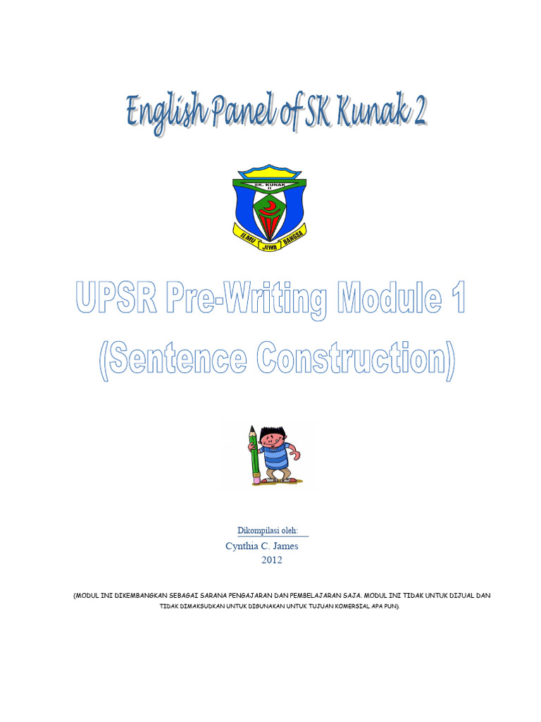 Modul Pra-Tulis UPSR: Konstruksi Kalimat | PDF