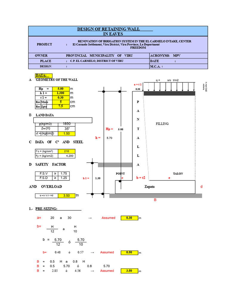 Retaining Wall Design for Irrigation System | PDF | Building ...