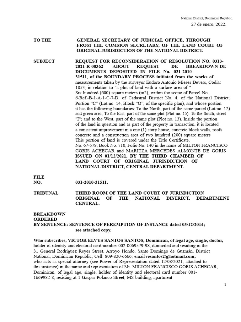 Request For Reconsideration On Document Breakdown | PDF | Land Lot ...