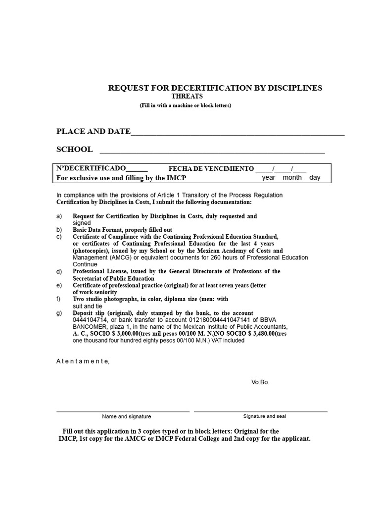 Request for Cost Certification | PDF