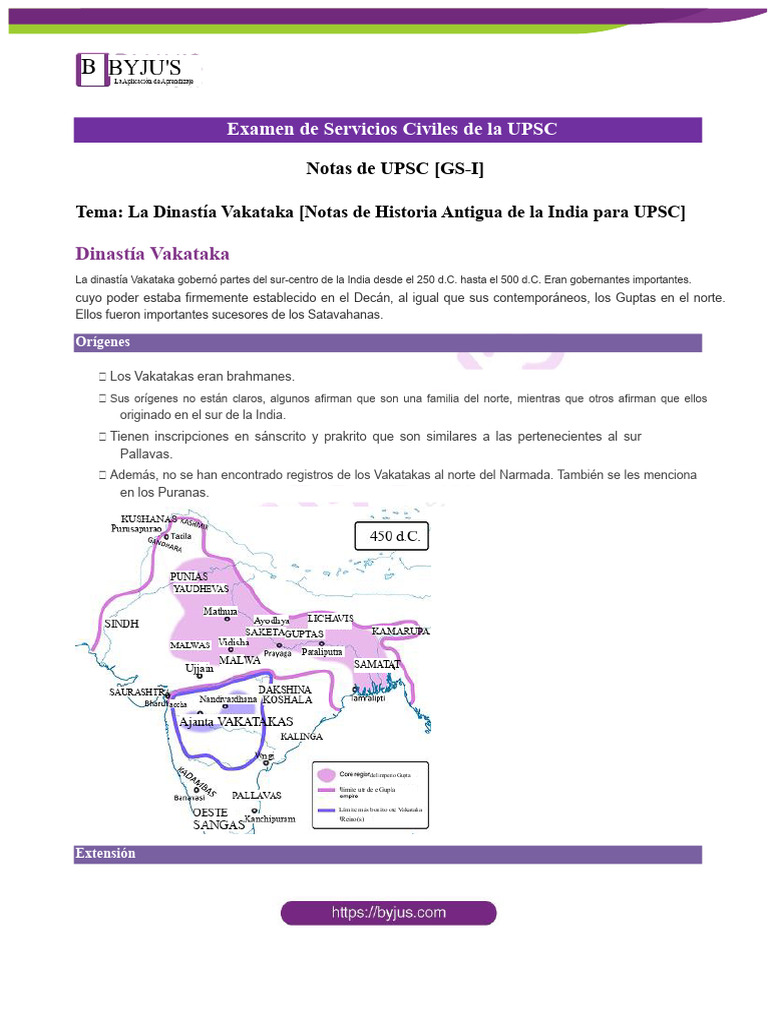 Notas de Historia de La Dinastía Vakataka para UPSC | PDF