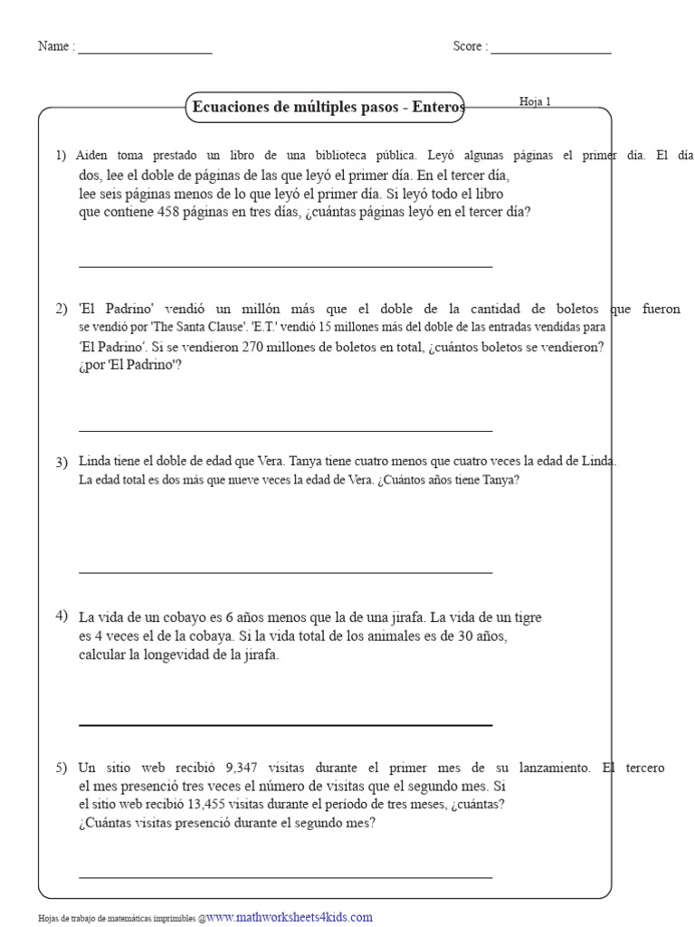 Ecuaciones de Múltiples Pasos: Problemas Resueltos | PDF