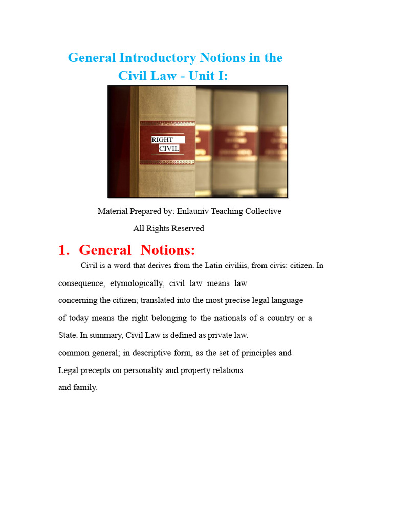 Introduction to Civil Law Concepts | PDF | Marriage | Civil Law (Legal ...