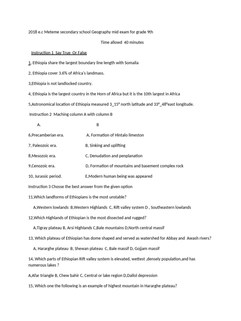 G - 9th 2018 Geo Mid 1st Abaynesh | PDF