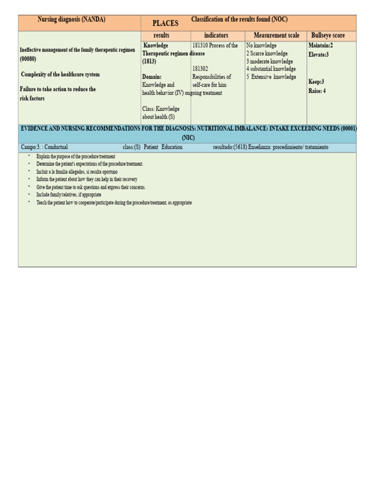 Ineffective Management of The Family Therapeutic Regimen PLACE | PDF ...