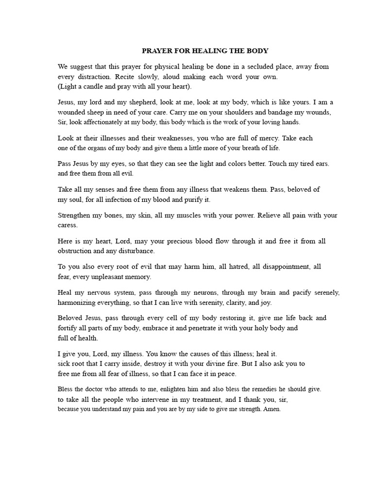 Healing Prayer for Physical Wellness | PDF