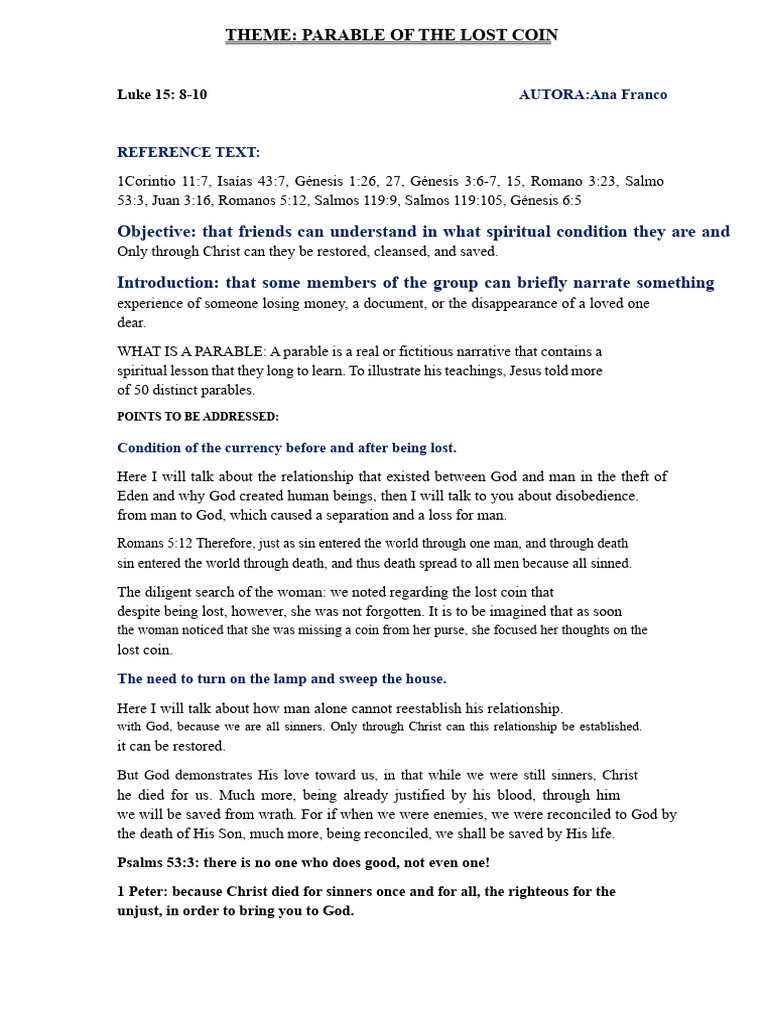 Understanding the Lost Coin Parable | PDF | Sin | Jesus
