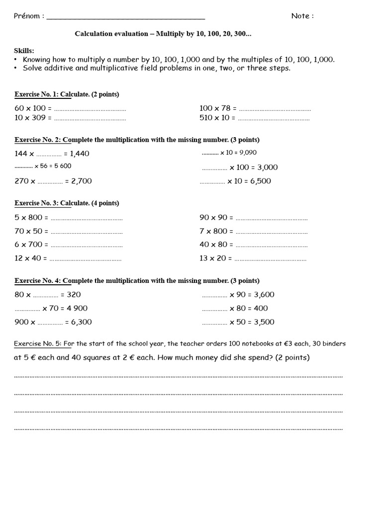 Multiplication Practice Exercises for Students | PDF | Multiplication ...