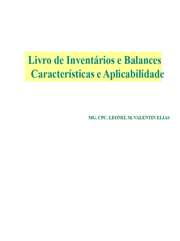 Livro de Inventários e Balanços | PDF | Contabilidade | Ativo fixo