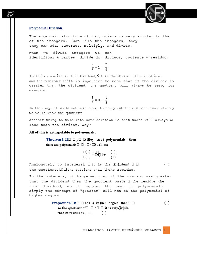 Polynomial Division Methods of Ruffini and Horner | PDF | Division ...