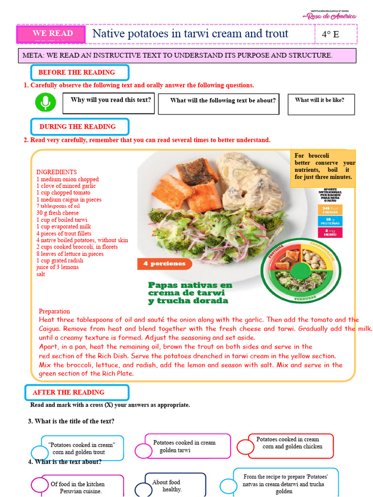 Native Potatoes with Tarwi Cream Recipe | PDF | Asian Cuisine | Food ...