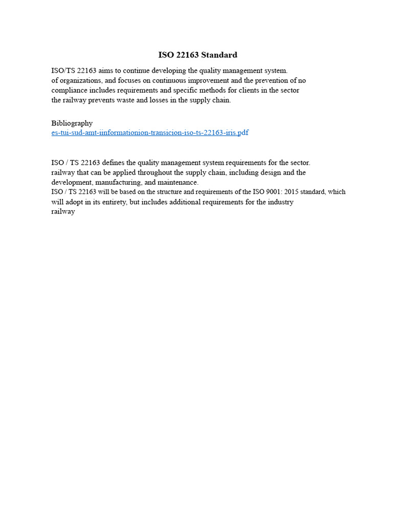 ISO 22163 Quality Management Overview | PDF