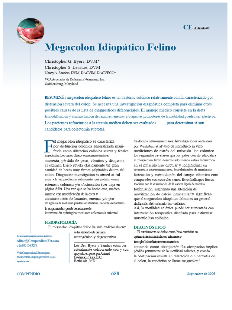 Megacolon Idiopático Felino | PDF | Estreñimiento | Serotonina