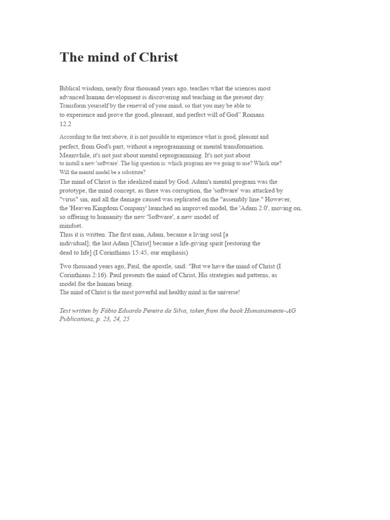 The Mind of Christ PDF | PDF