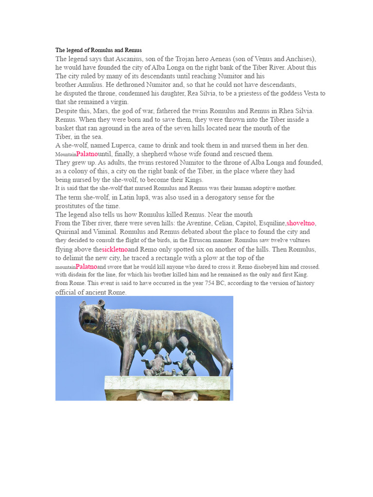 The Legend of Romulus and Remus | PDF