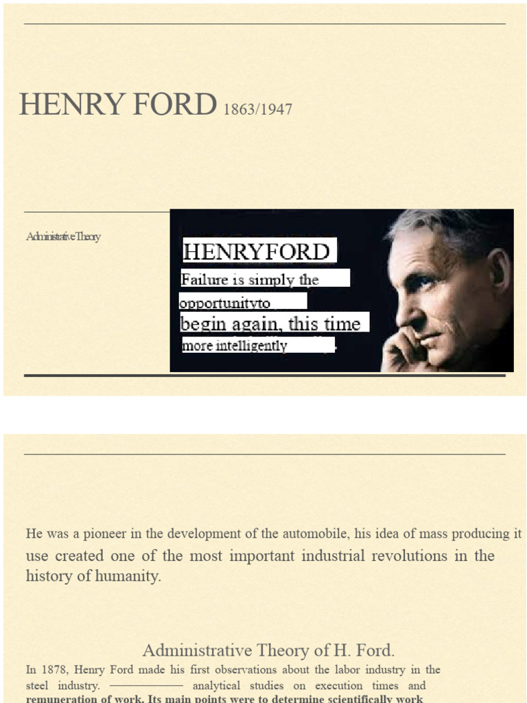 Henry Ford's Administrative Theory Insights | PDF | Mass Production | Car