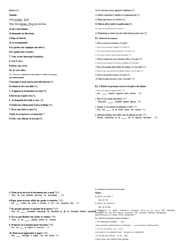 Exercices de grammaire espagnole | PDF | Pronom | Langue russe