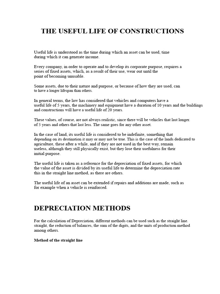 Understanding Construction Useful Life | PDF | Depreciation | Real ...