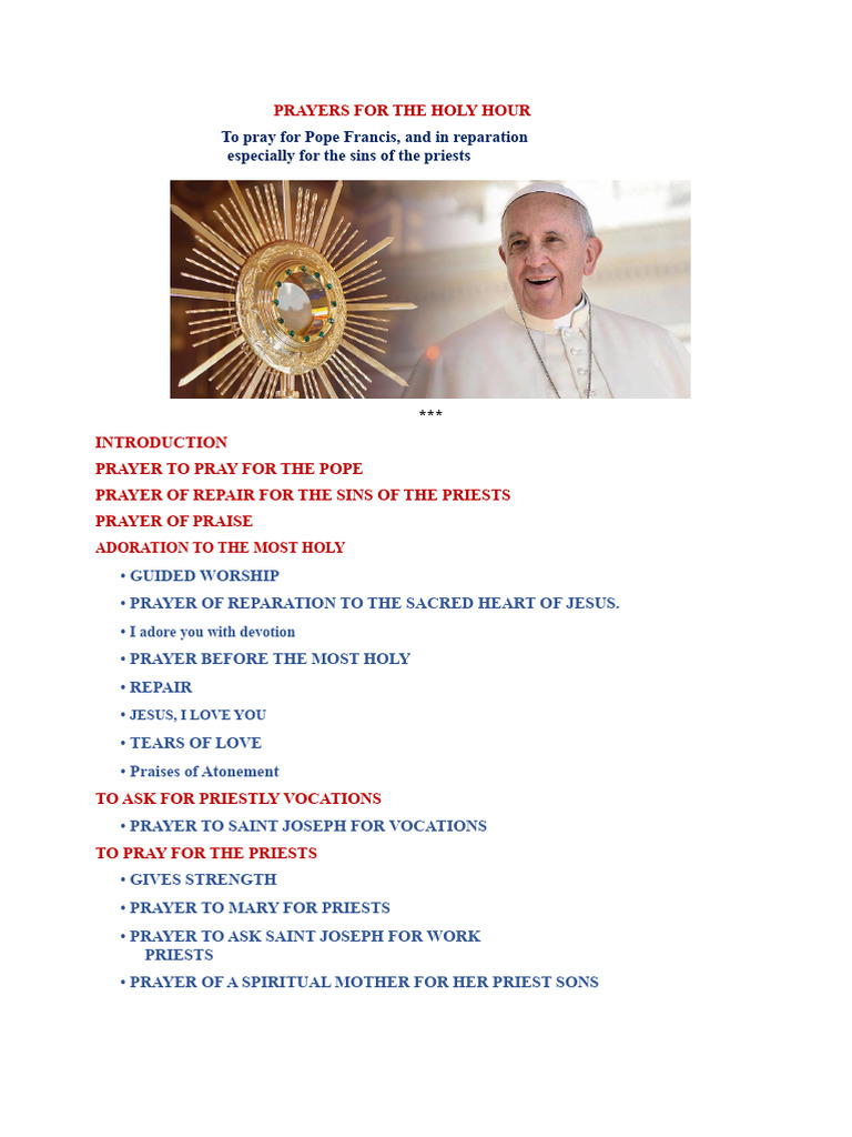 Prayers For The Holy Hour | PDF | Mary, Mother Of Jesus | Eucharist