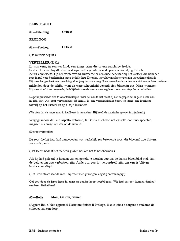 B&B - Italiaans Script | PDF