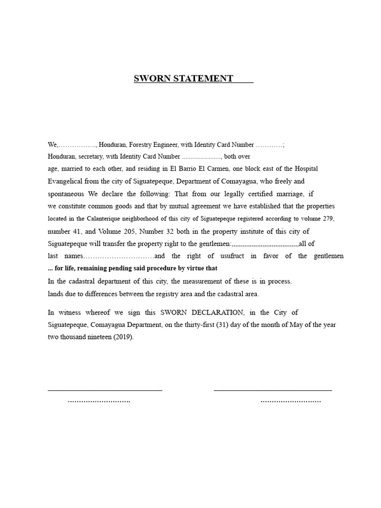 Sworn Declaration of Assets | PDF
