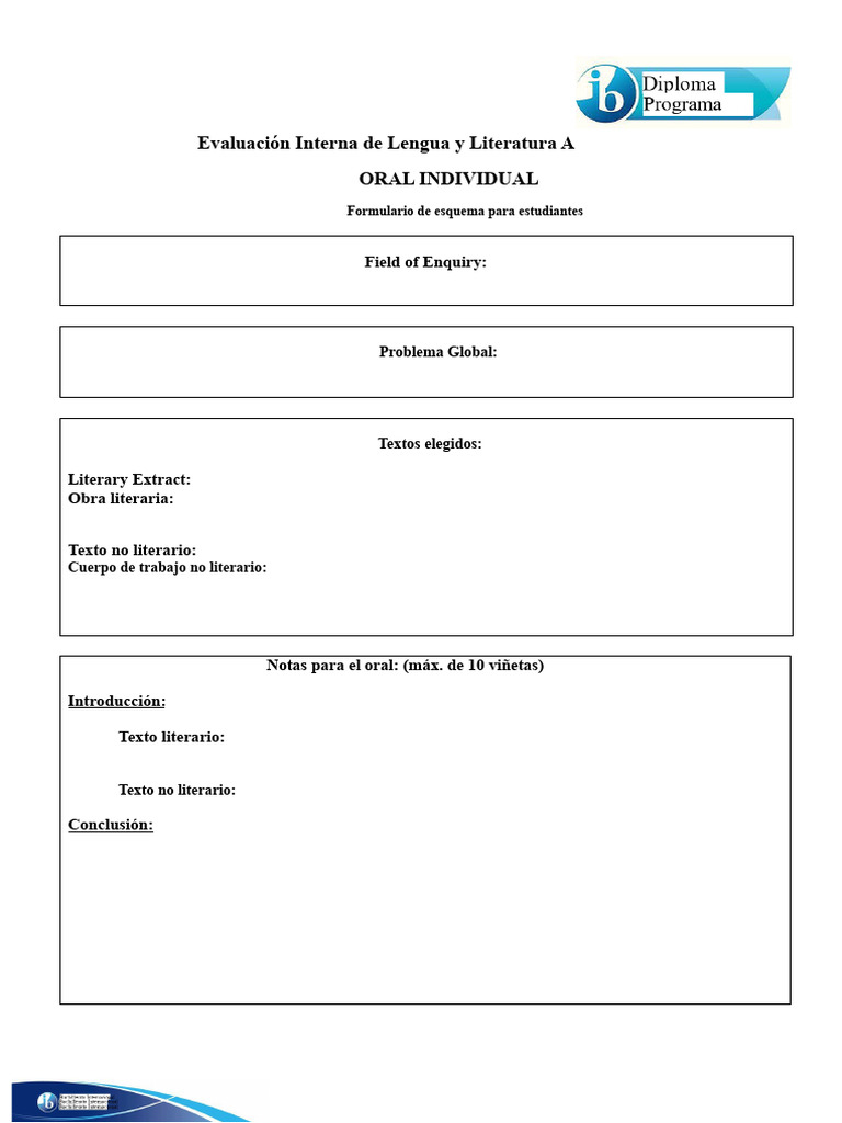Plantilla para El Esquema Del Oral Individual (IO) Del IB | PDF