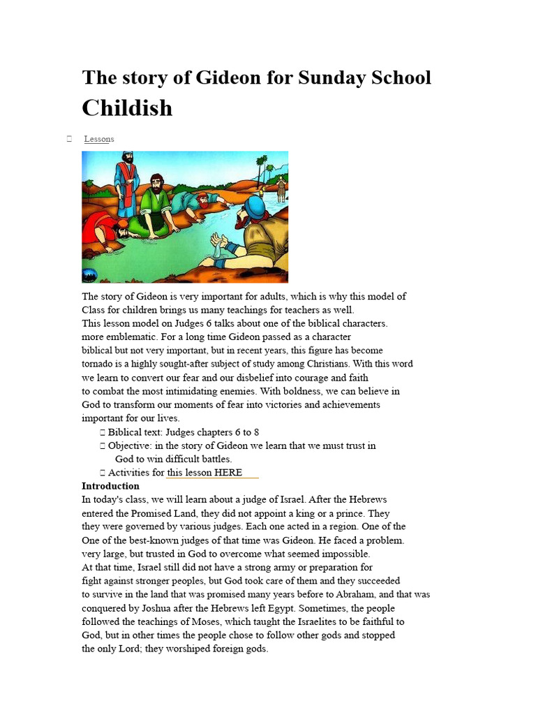 The Story of Gideon For Children's Sunday School | PDF | Old Testament ...