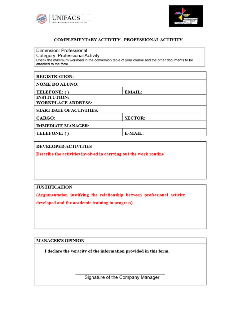Professional Activity Report Model | PDF