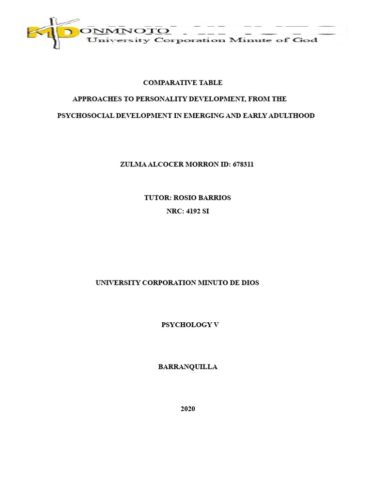 Comparative Chart Between The Four Approaches To Personality ...