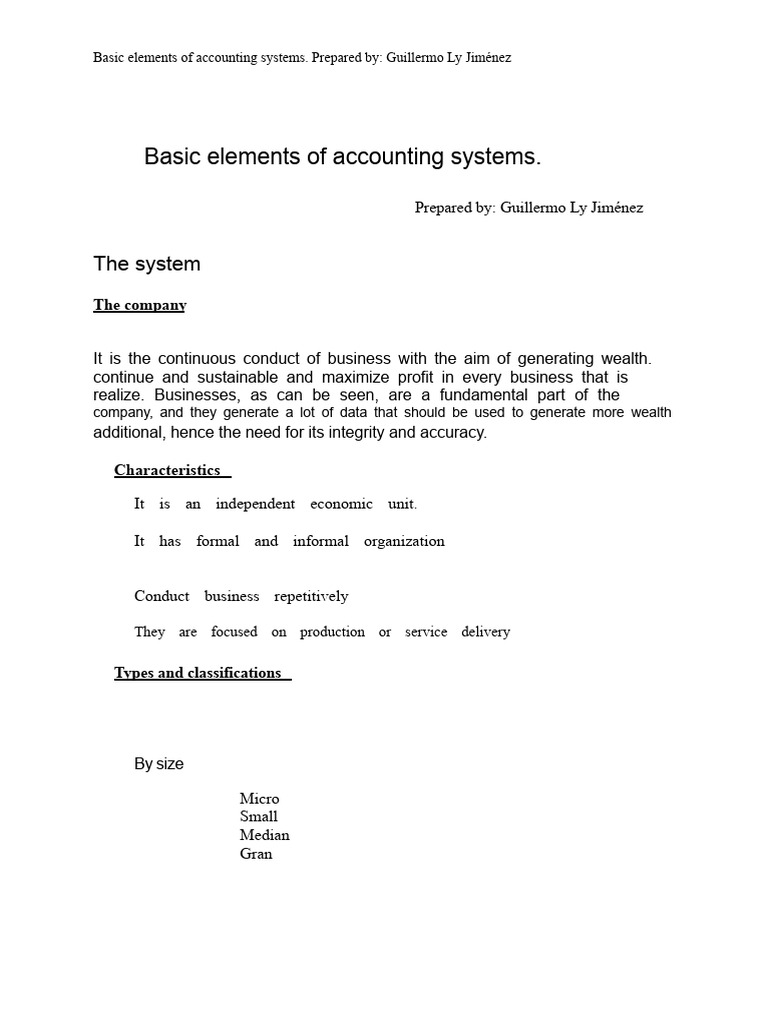 Basic elements of accounting systems | PDF | Debits And Credits | Expense