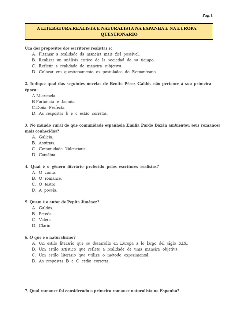 Literatura Realista e Naturalista na Europa | PDF | Realismo (artes ...