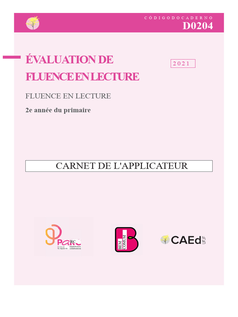 Évaluation de la fluence en lecture 2e année | PDF | Lecture (Processus ...