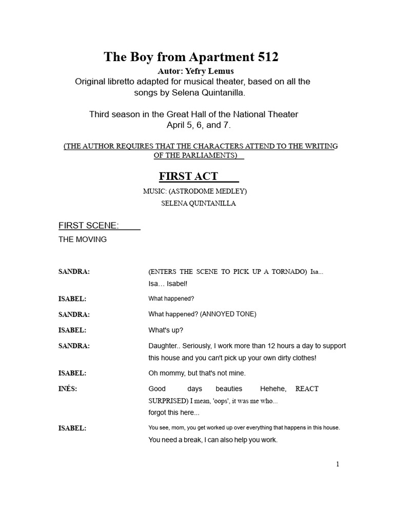 SCRIPT THE BOY FROM APT 512 2019 | PDF