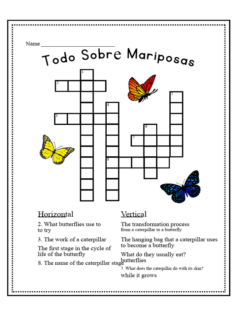 Crossword of the life cycle of a butterfly | PDF | Chess Theory | Chess