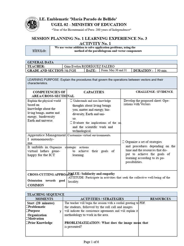 LEARNING SESSION 3 - VECTOR ADDITION - 5TH FGH | PDF | Euclidean Vector ...