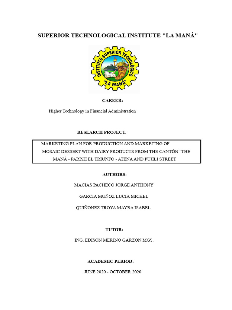 RESEARCH PROJECT - MOSAIC DESSERT | PDF | Nutrition | Diet & Nutrition